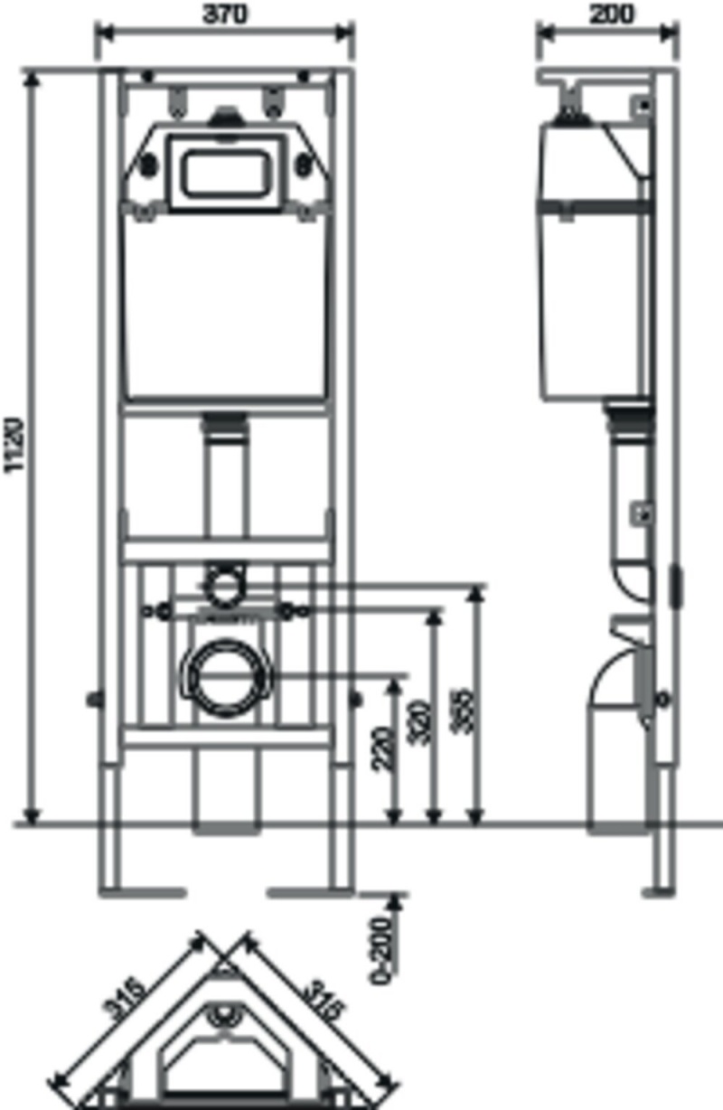 SANIT WC-Eckelement 995 C mit kleiner Revisionsöffnung Betätigung von ...